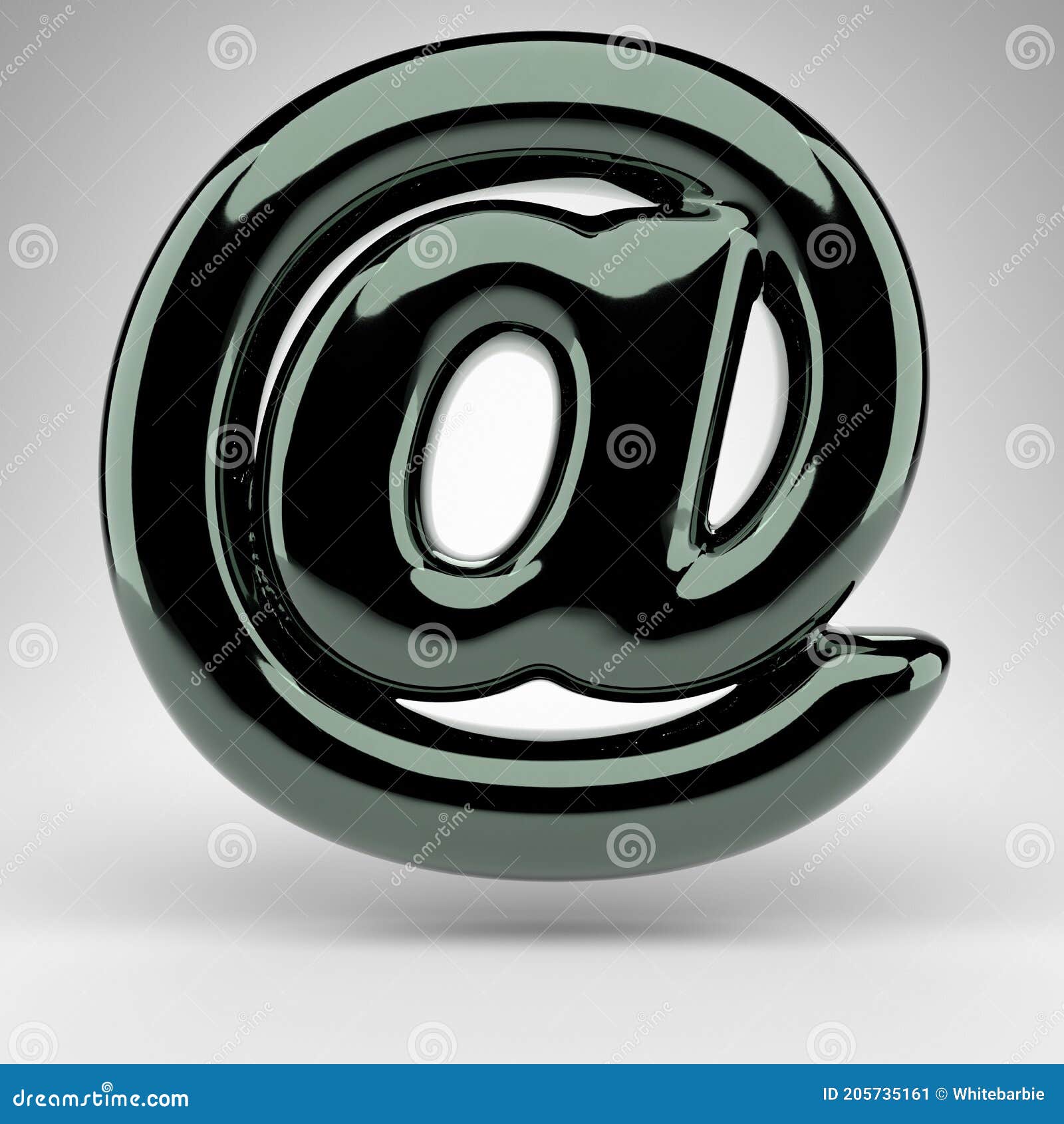 At Symbol on White Background. Green Chrome 3D Sign with Glossy Surface ...