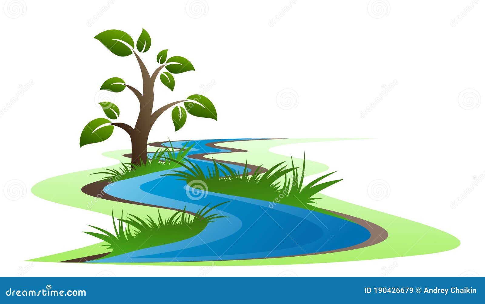 Symbol of Winding River with Tree. Stock Vector - Illustration of ...