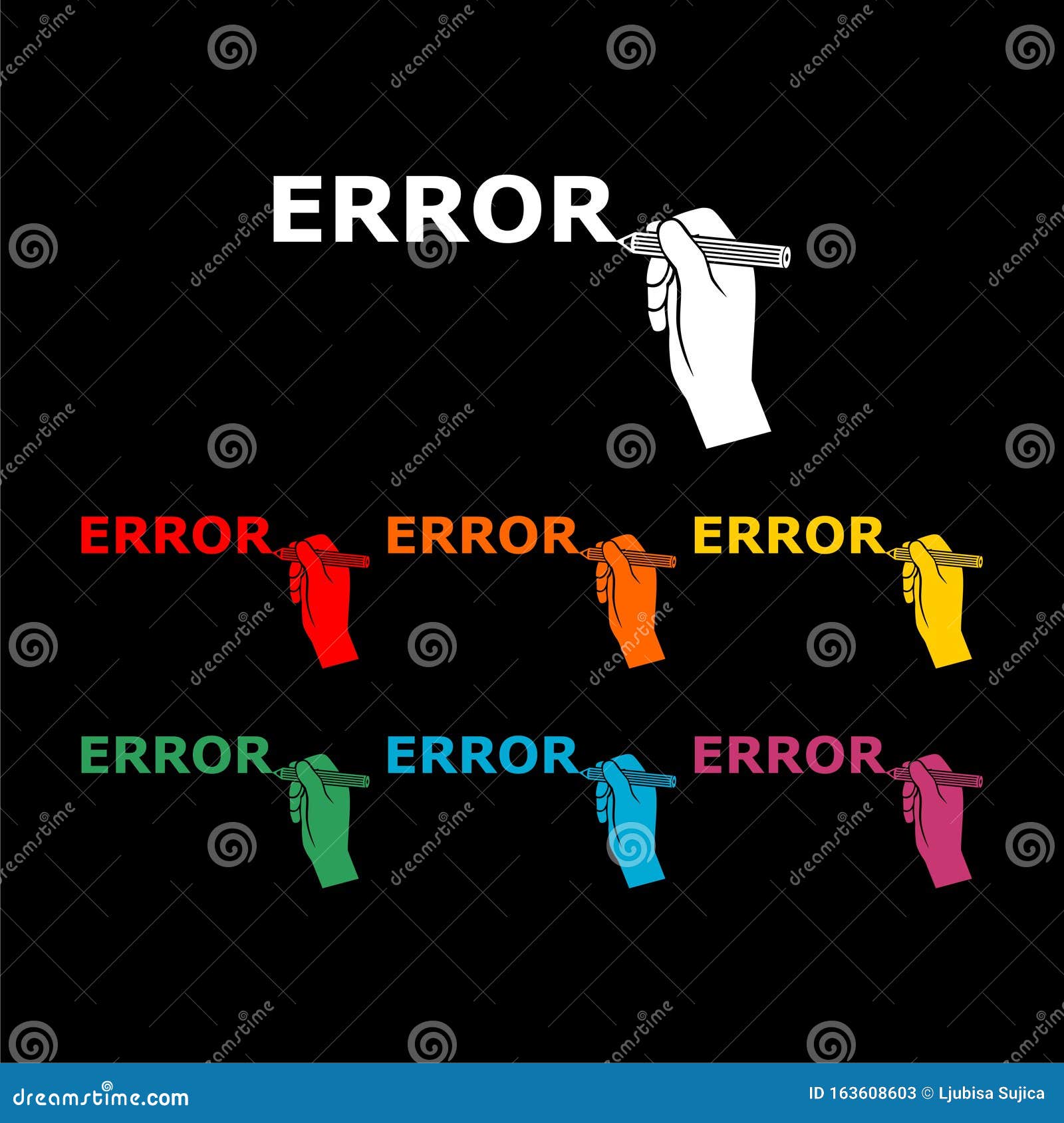 Symbol of Word ERROR Isolated on Black Background Stock Illustration ...
