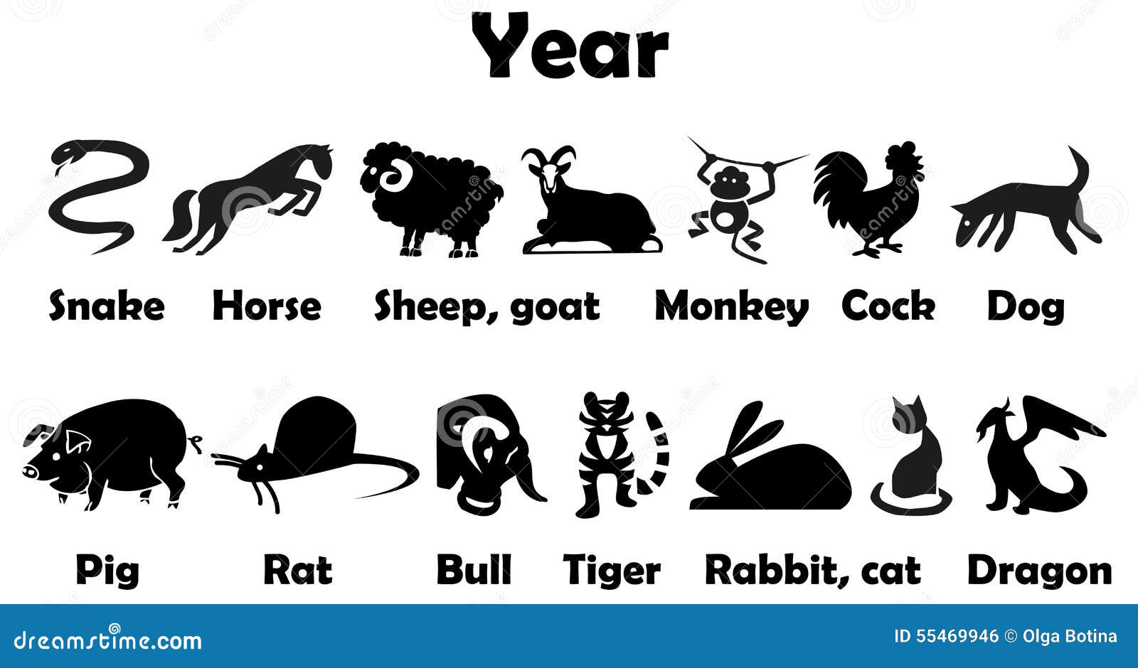 Symbol of year animals stock vector. Illustration of silhouette - 55469946