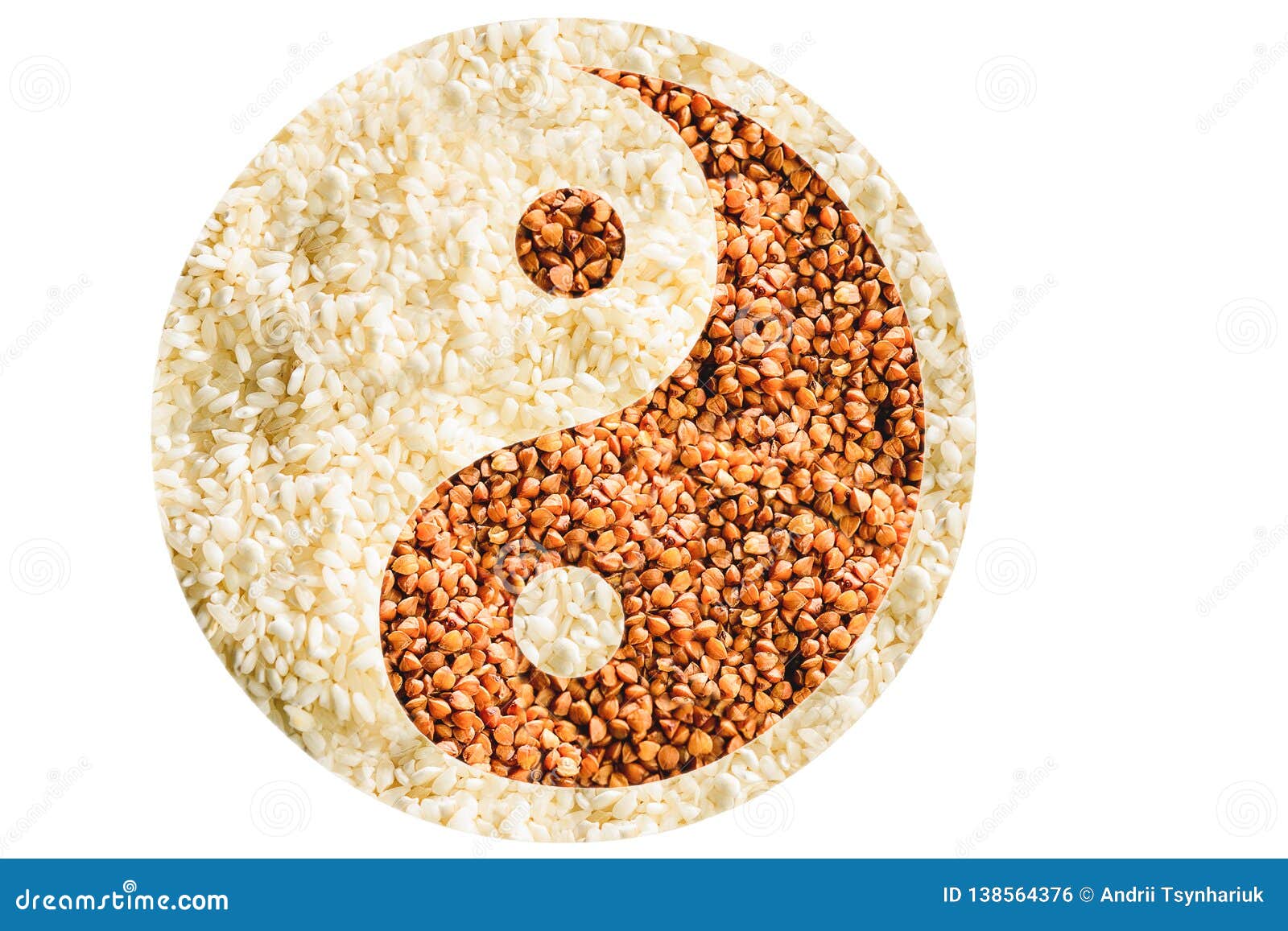 The Symbol of Yin Yang is Laid Out of Buckwheat and Rice, Texture Stock ...