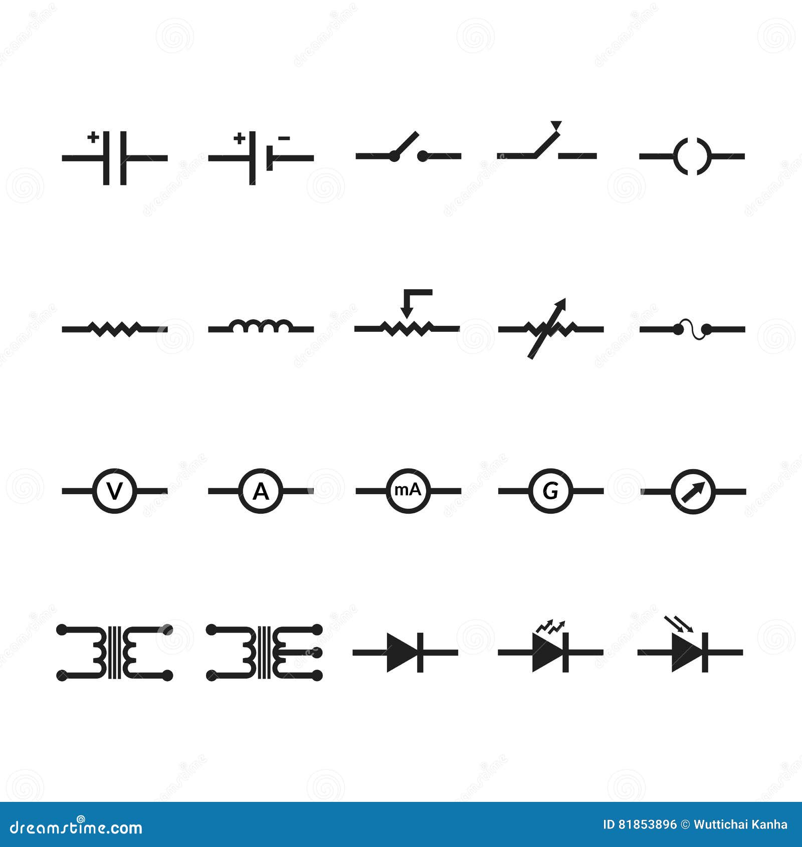 Symbole électronique Et électrique Photo éditorial - Illustration du ...