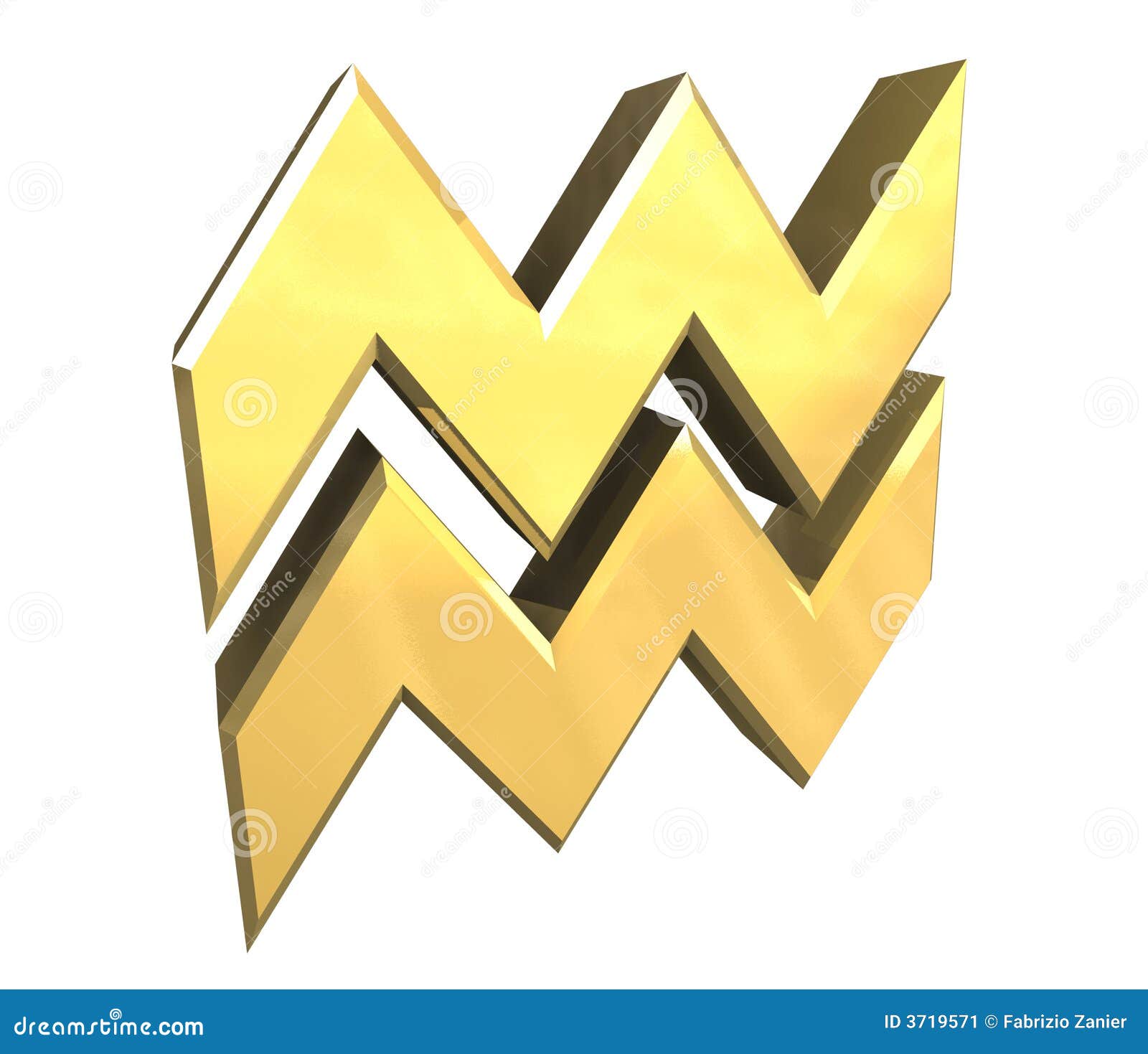 Symbole D'astrologie De Verseau En or (3d) Illustration Stock ...