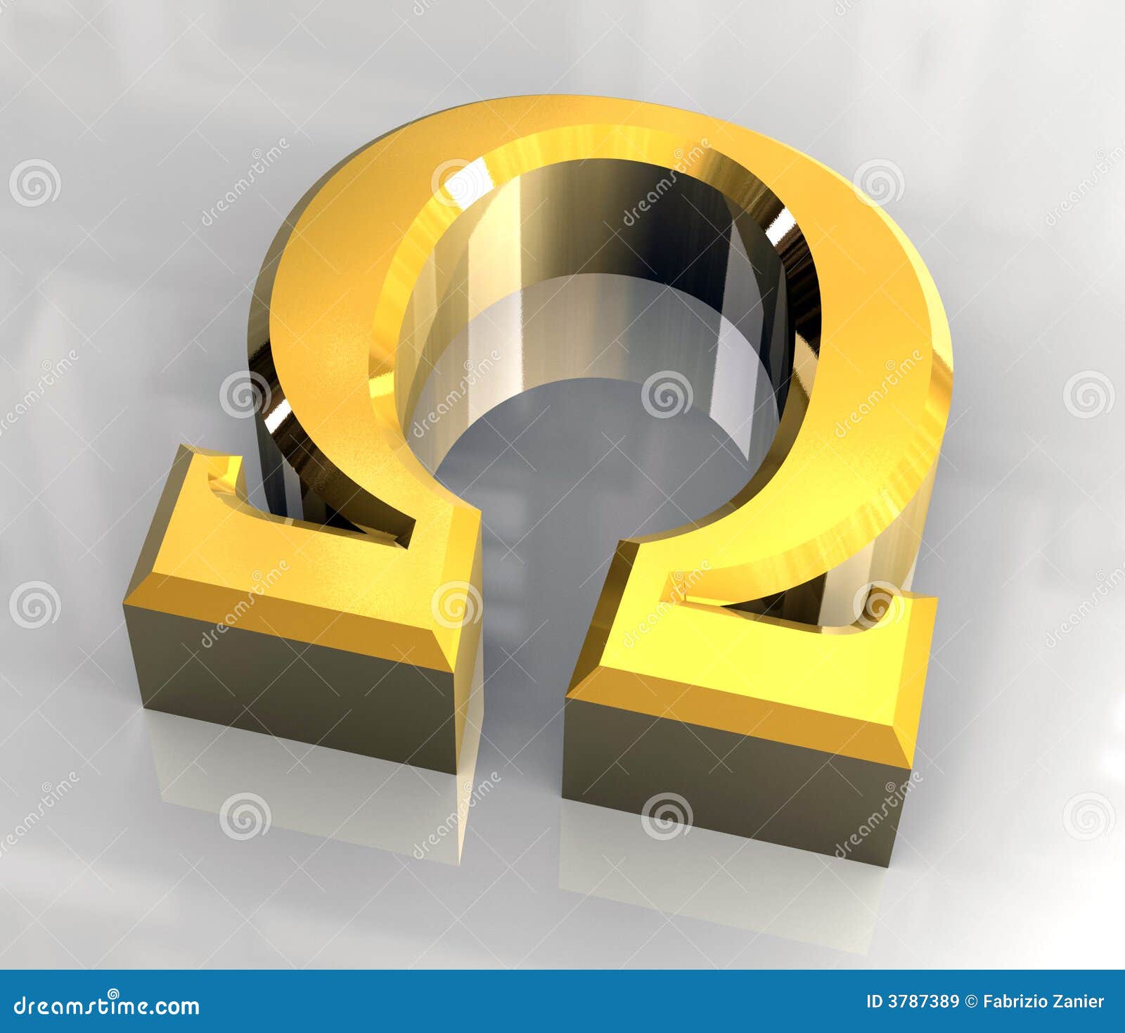 Symbole d'Omega en or (3d) illustration stock. Illustration du ...