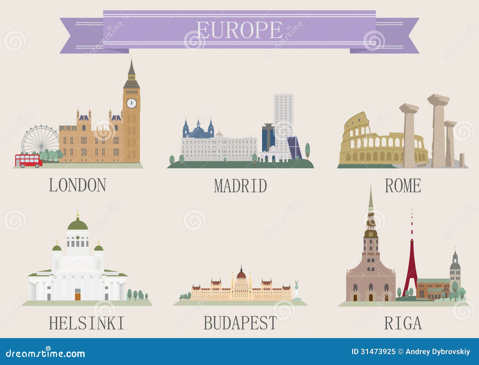 Symbole de ville. Europe illustration de vecteur. Illustration du fond ...