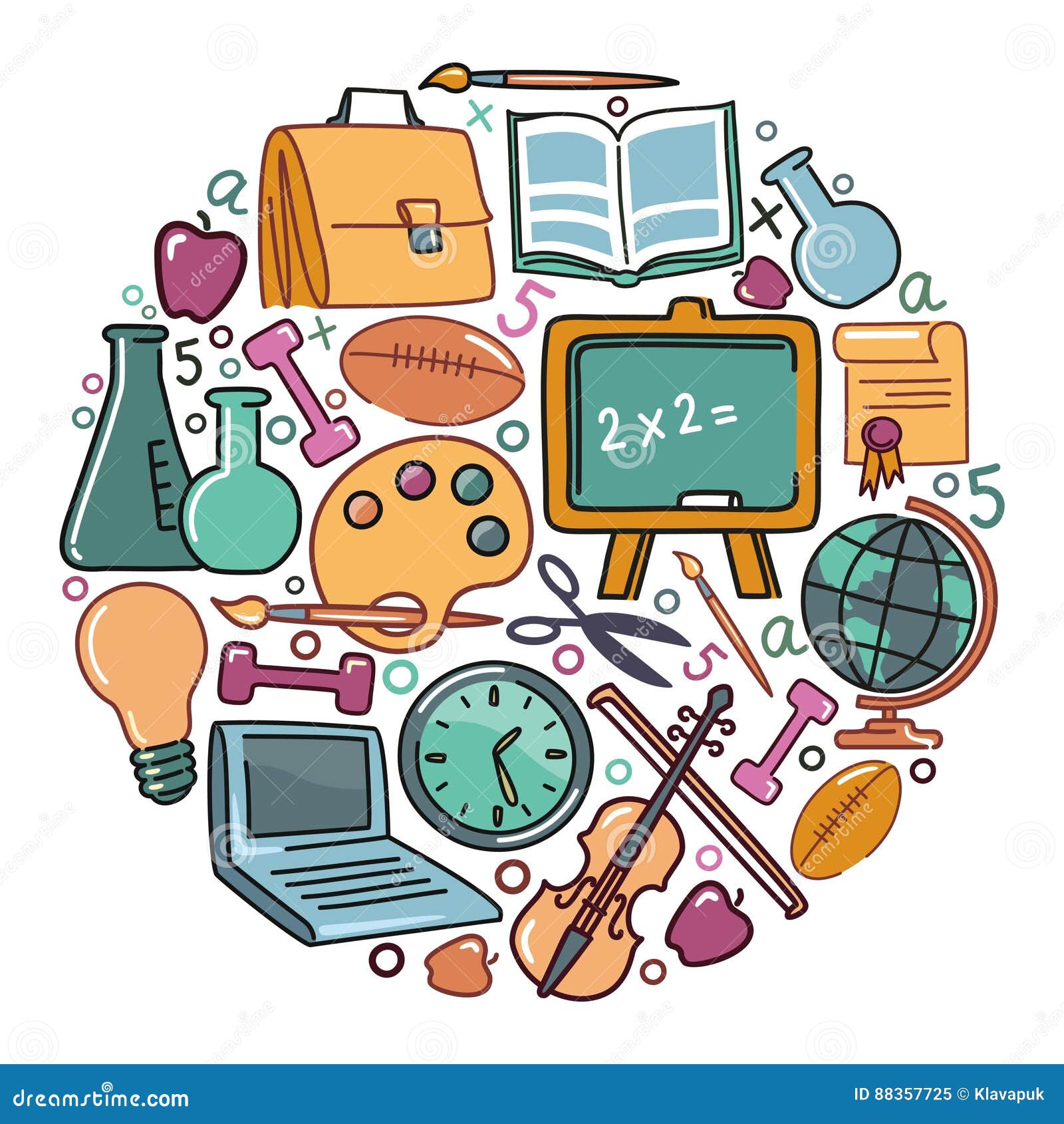 Symbole Der Schule Und Der Bildung Vektor Abbildung - Illustration von ...