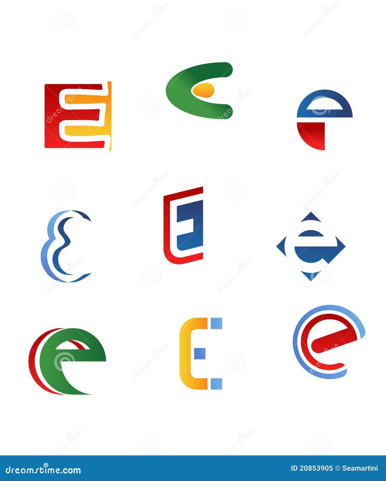 Symbole des e-Zeichens vektor abbildung. Illustration von dekoration ...