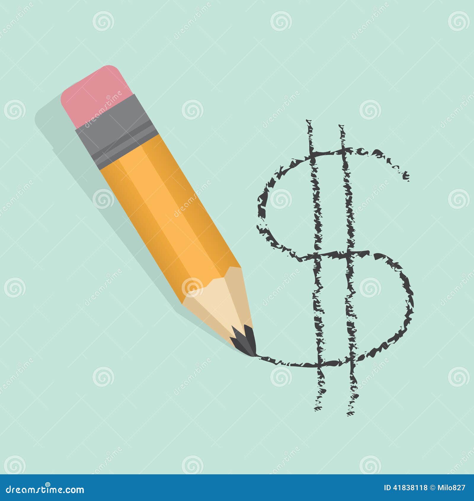 Symbole Dollar De Dessin Au Crayon Illustration de Vecteur ...