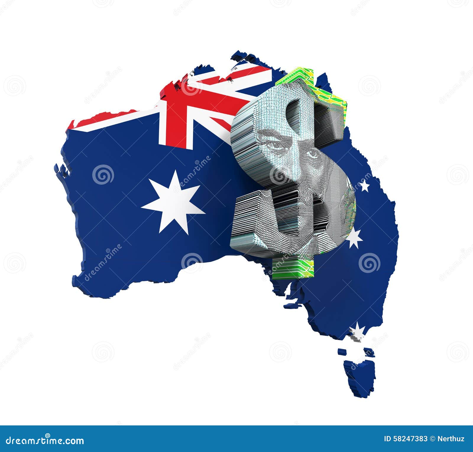 Symbole Et Carte Du Dollar Australien Illustration Stock - Illustration ...
