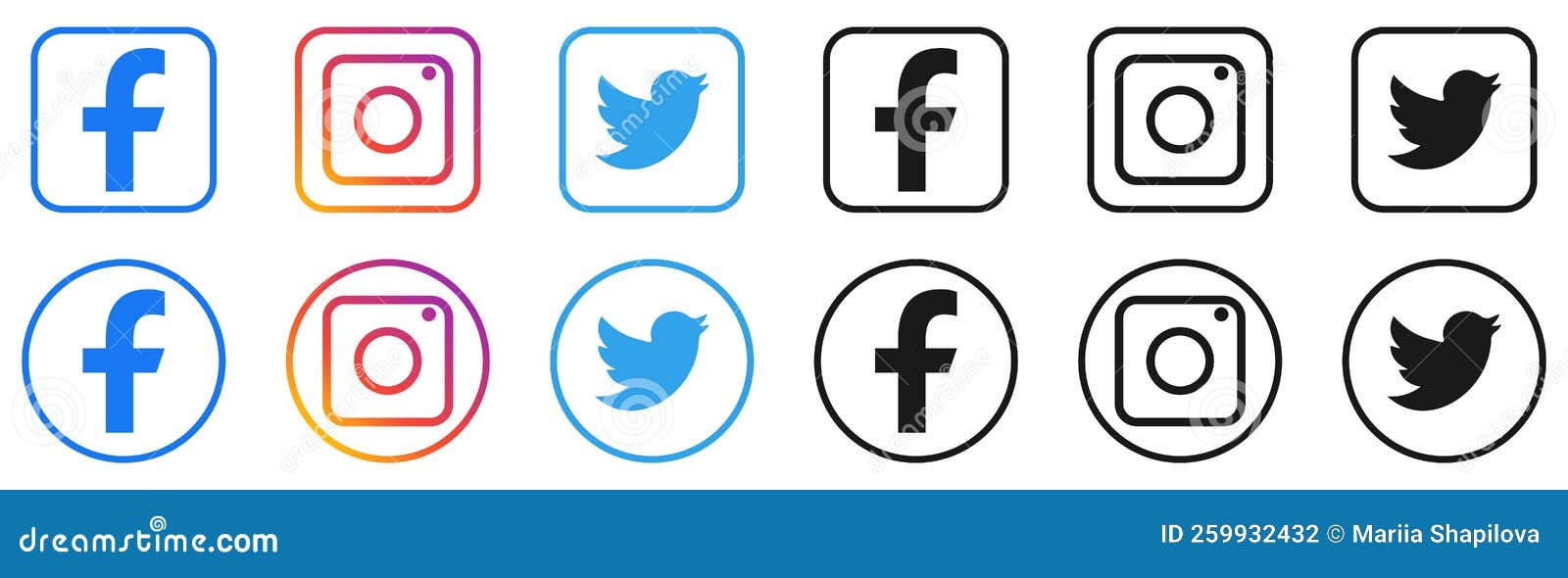 Symbole Für Soziale Medien. Facebook-Inagramm- Und Twitter-Logos ... Symbole Für Soziale Medien. Facebook-Inagramm- Und Twitter-Logos ...