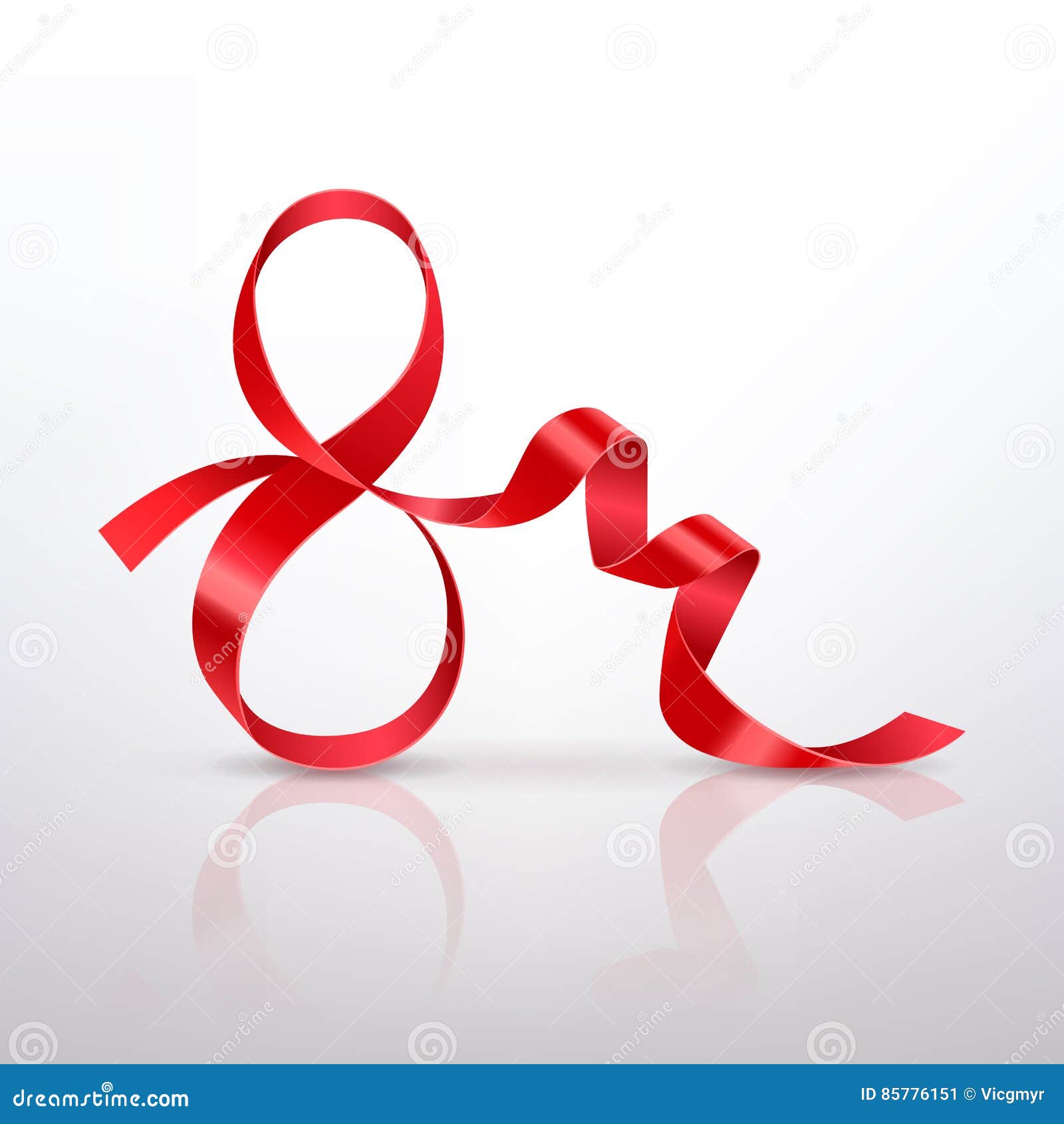 Symbole 8 Mars De Ruban Rouge De Satin Illustration de Vecteur ...