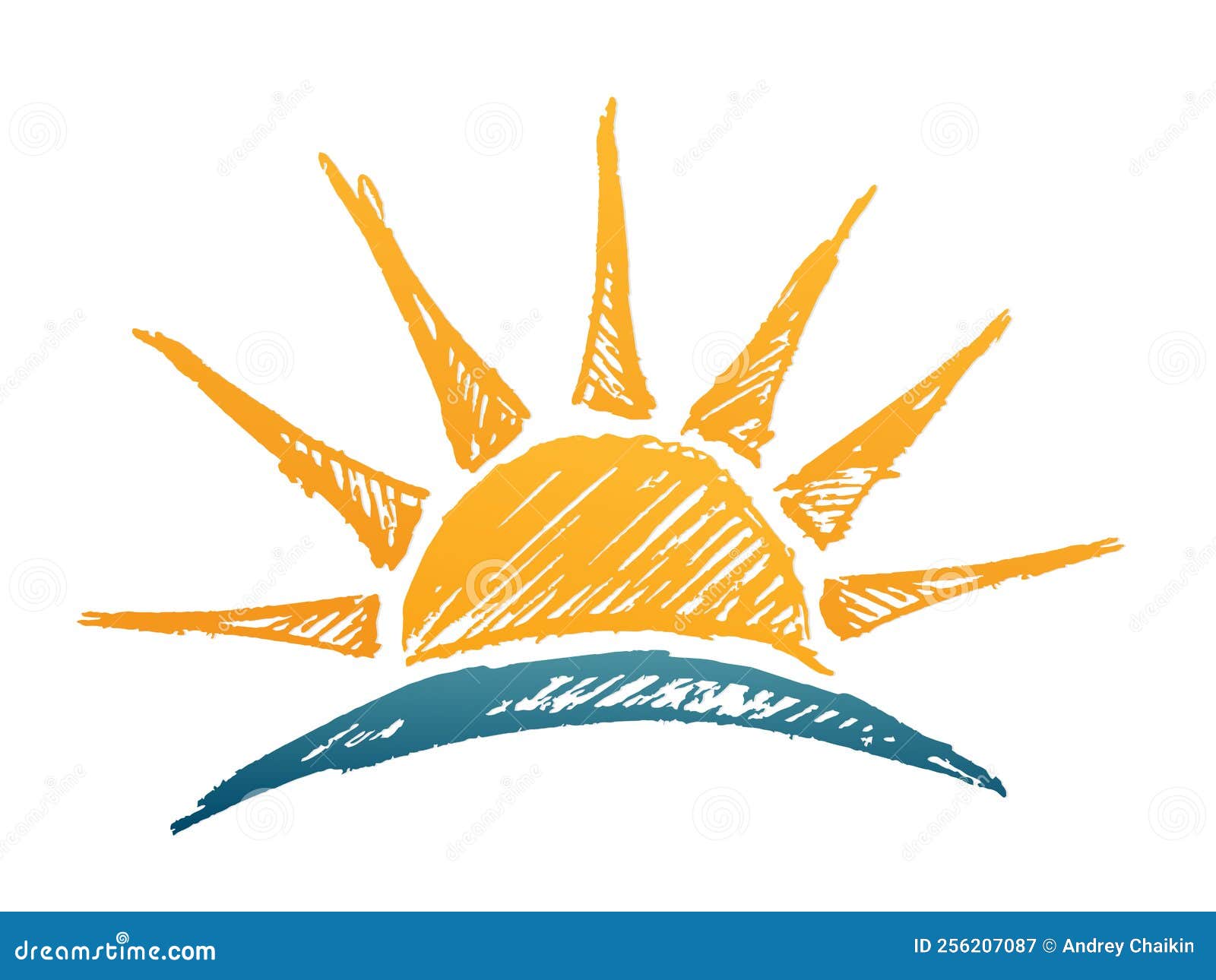 Symbole soleil et mer. illustration de vecteur. Illustration du onde ...