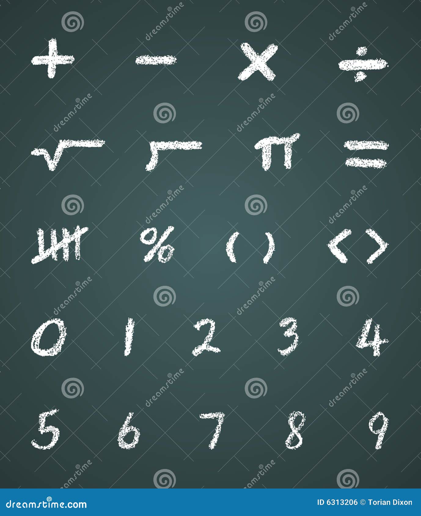 Symbolen Math En De Aantallen Van Het Krijt De Vector Vector ...