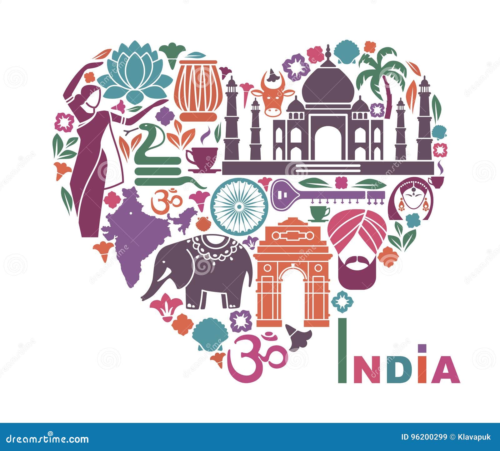 Symbolen Van India in De Vorm Van Hart Vector Illustratie ...