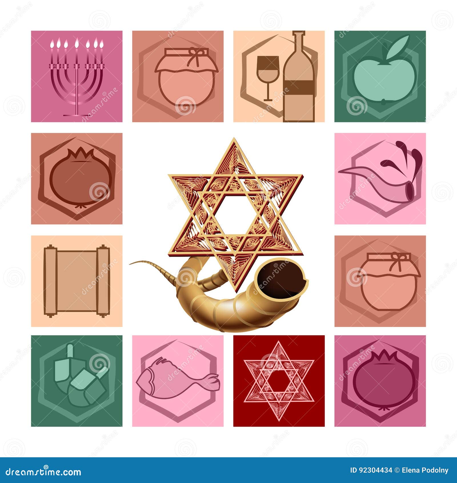 Symbolen Van Joodse Vakantie Vector Illustratie - Illustration of kaart ...