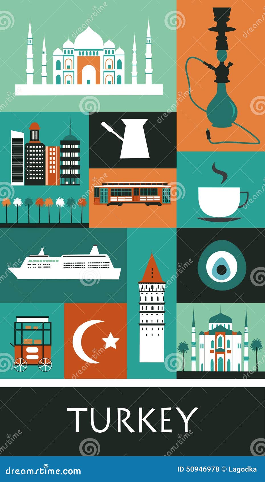 Symbolen van Turkije vector illustratie. Illustration of geschiedenis ...