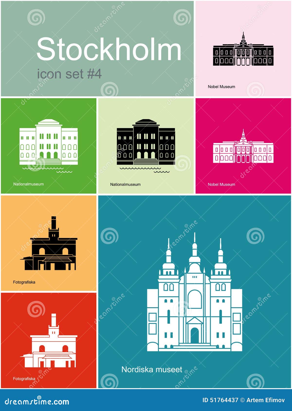 Symboler av Stockholm vektor illustrationer. Illustration av färg ...