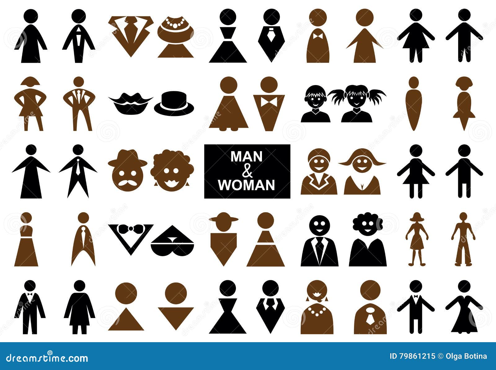 Symboler man och kvinnan vektor illustrationer. Illustration av ...