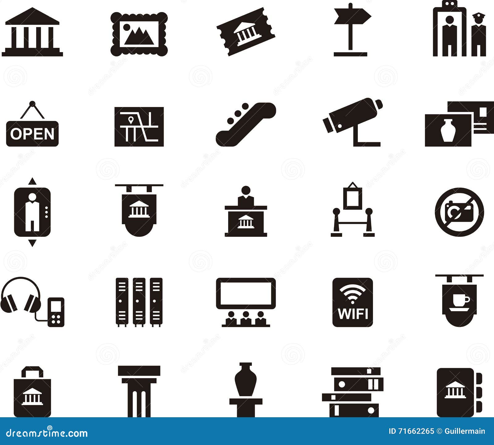 Symboler Som Symboliserar Museet Och Konst Vektor Illustrationer ...