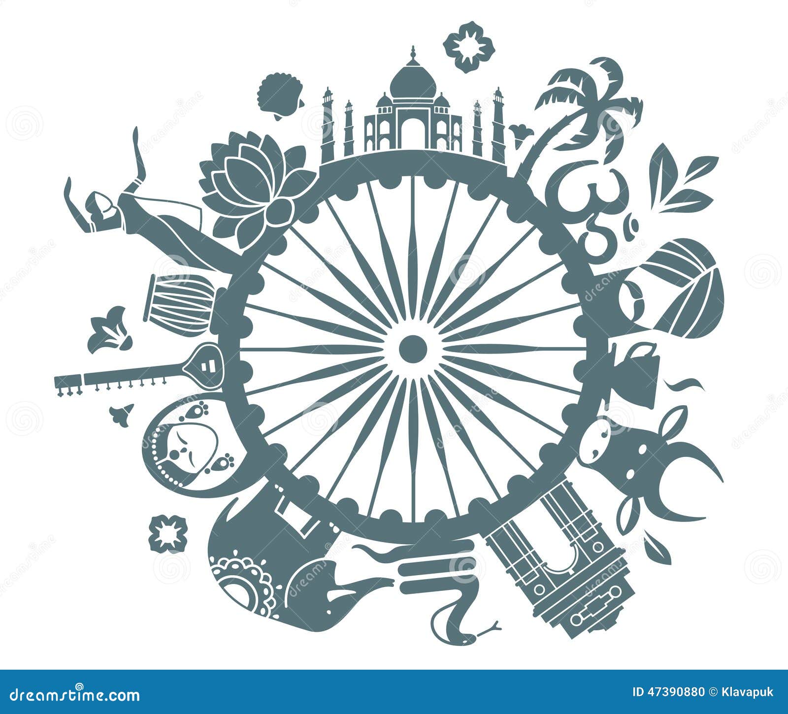 Symboles d'Inde illustration de vecteur. Illustration du voûte - 47390880