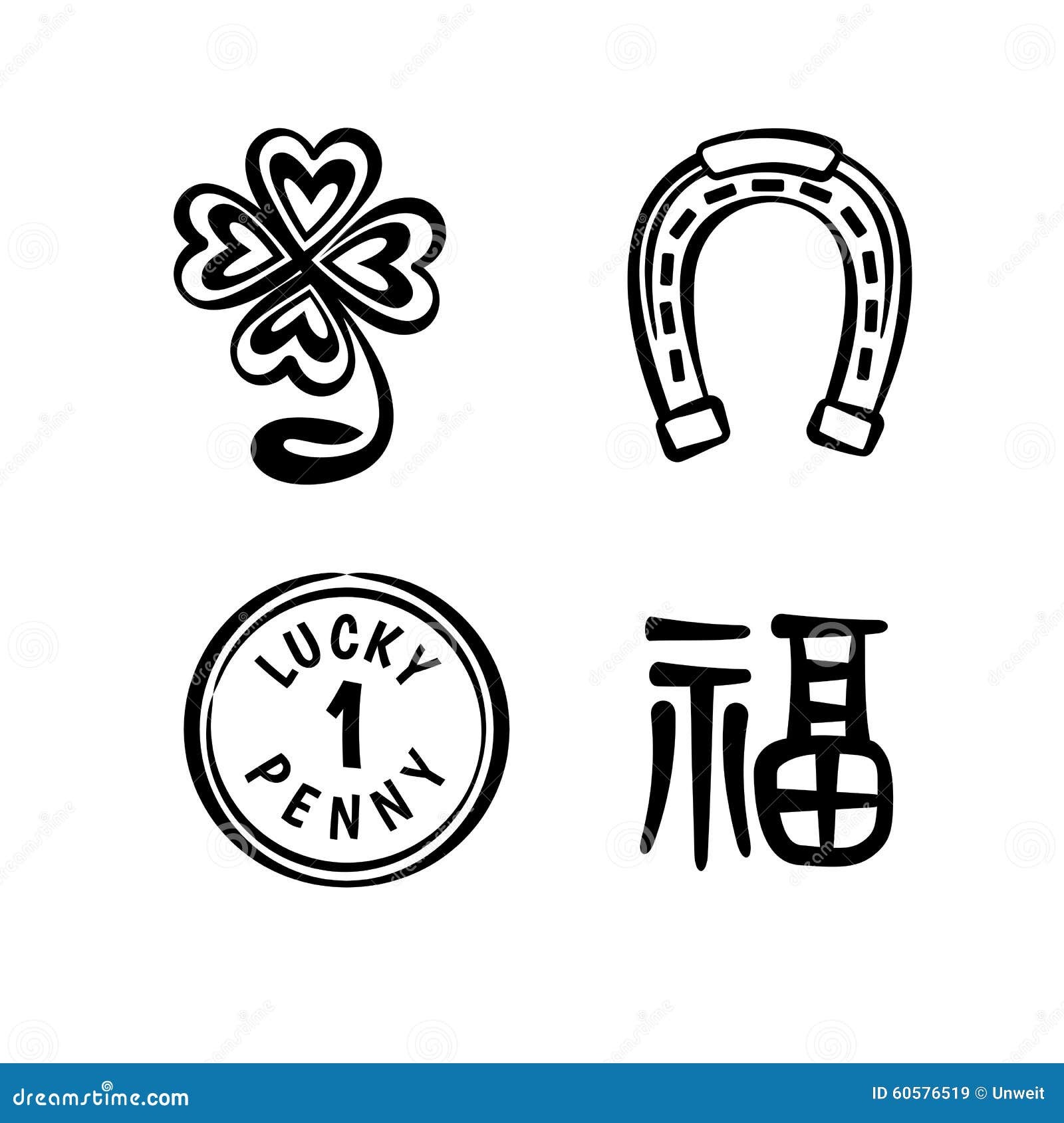 Symboles de bonne chance illustration stock. Illustration du trèfle ...