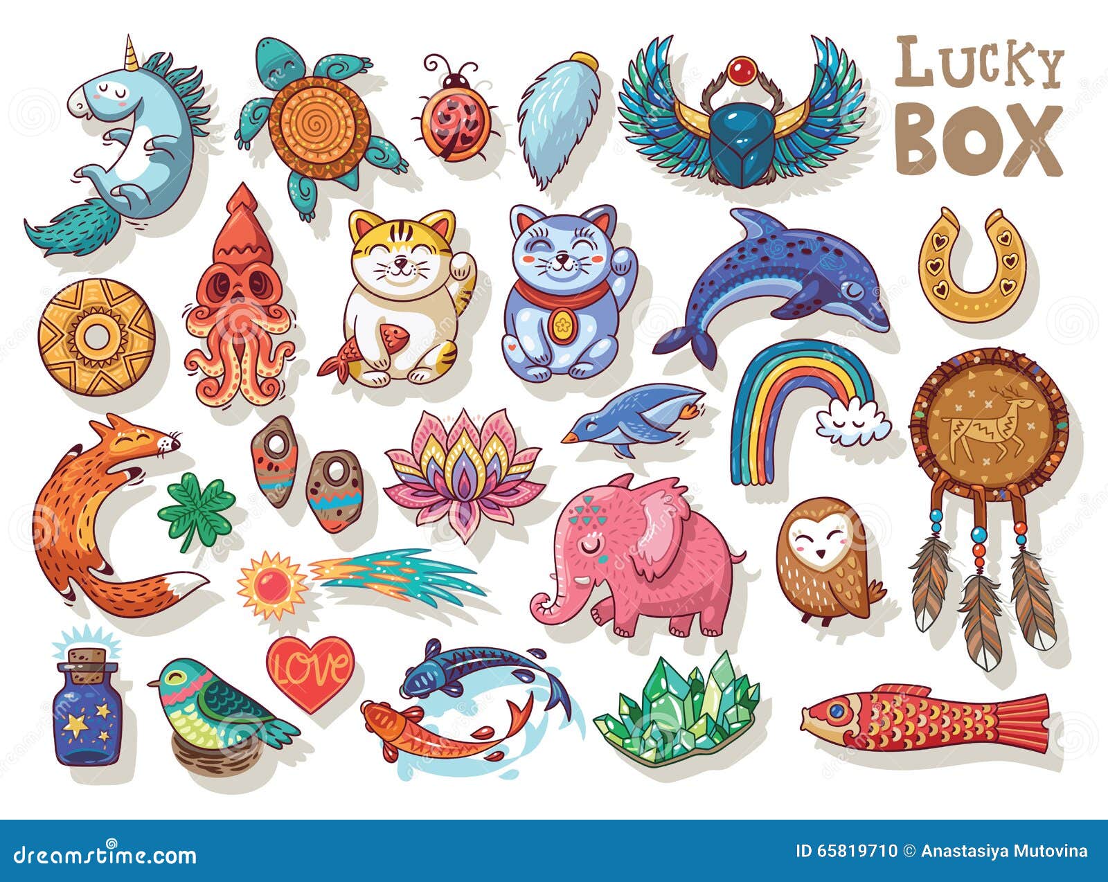 Symboles de bonne chance illustration de vecteur. Illustration of lotus ...