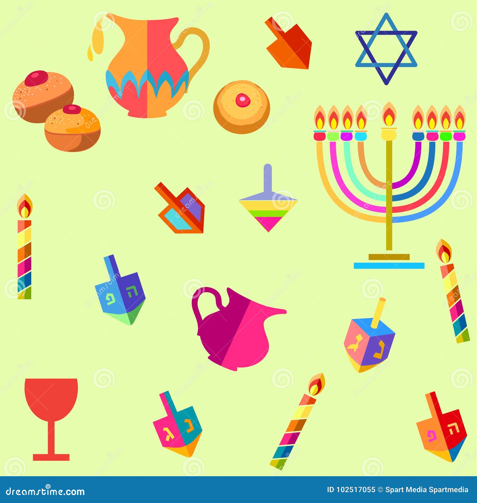 Symboles de Hanoucca illustration de vecteur. Illustration du ...