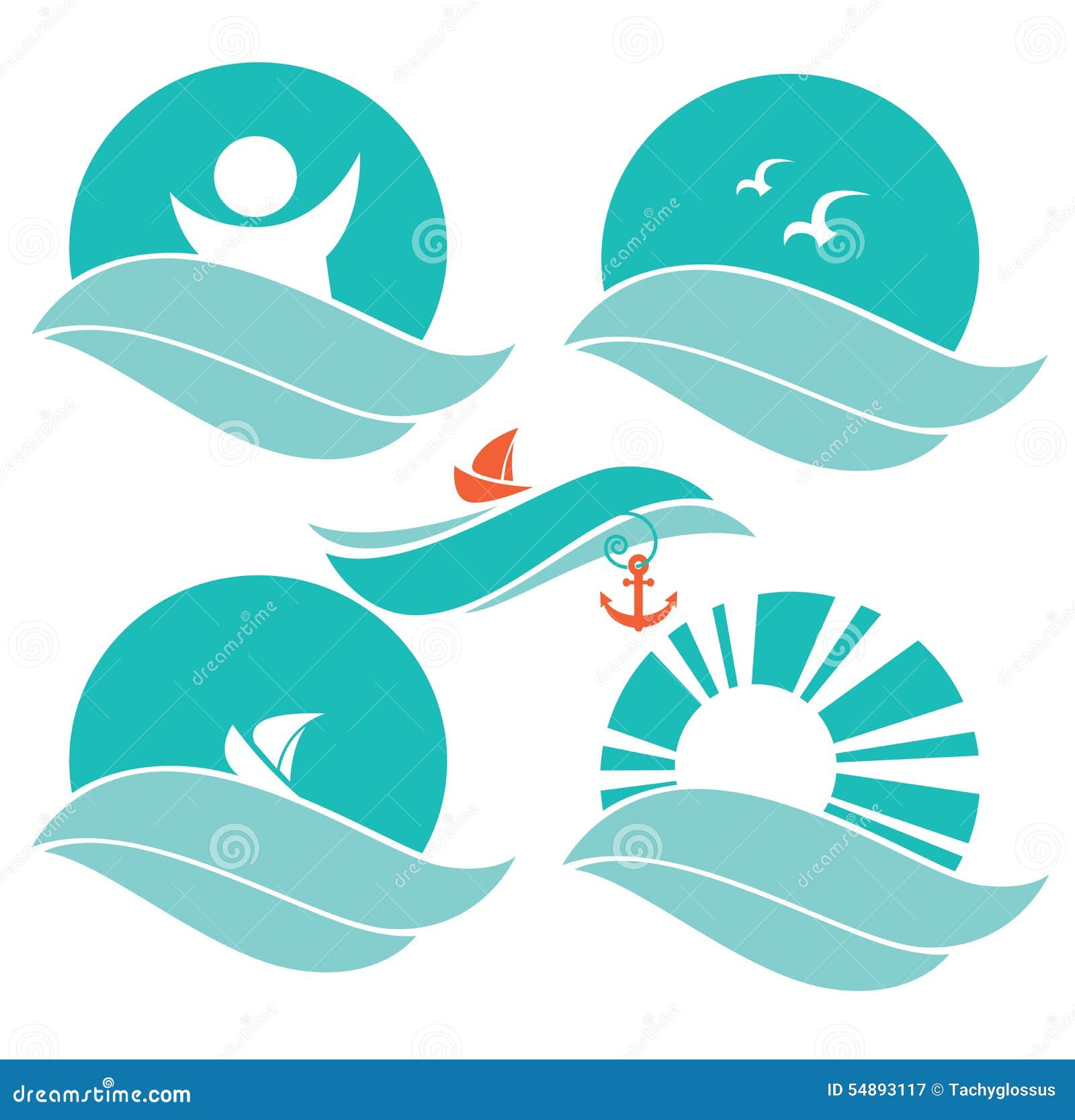 Symboles de mer illustration de vecteur. Illustration du actif - 54893117