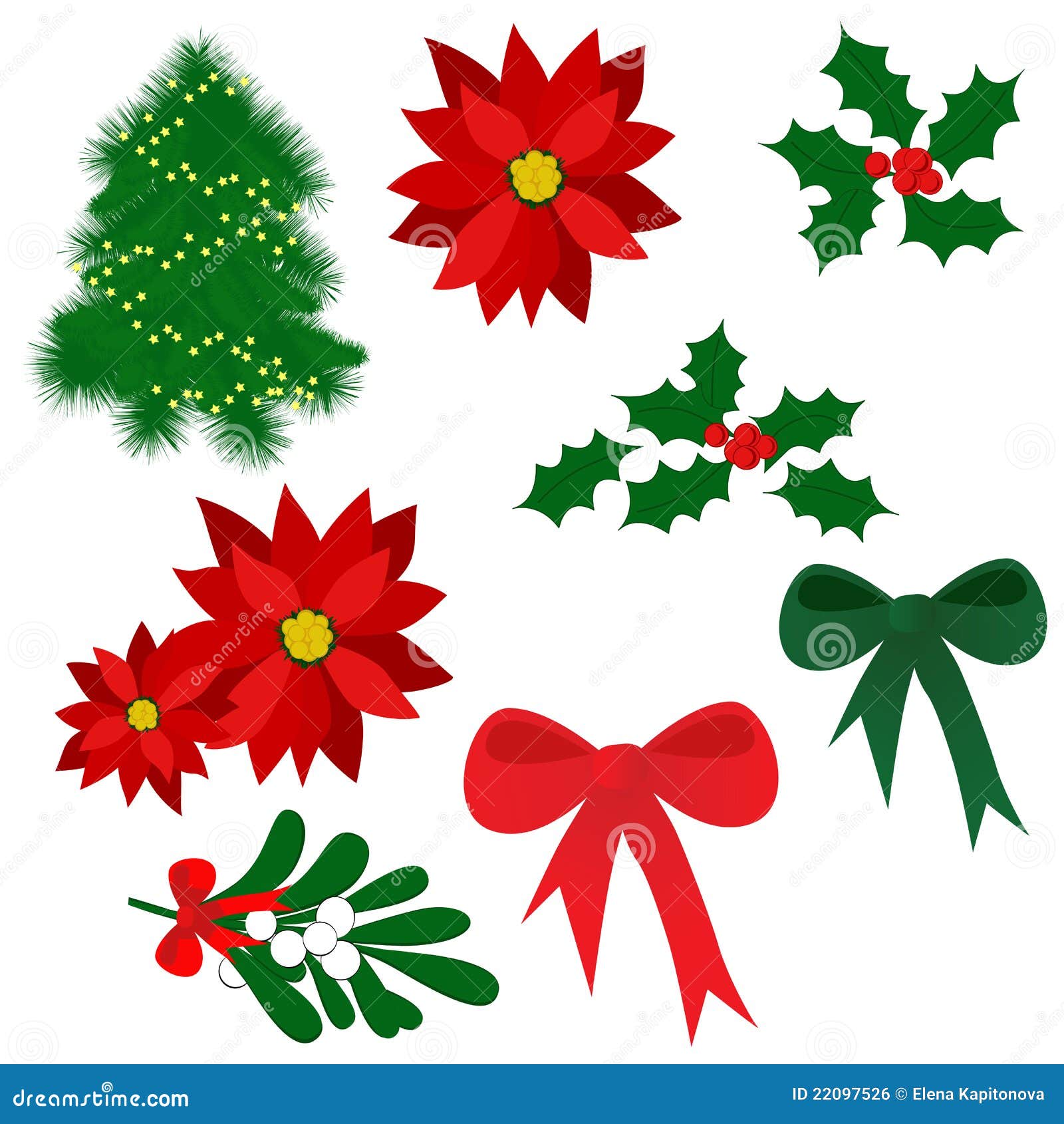 Symboles de Noël illustration de vecteur. Image du poinsettia - 22097526