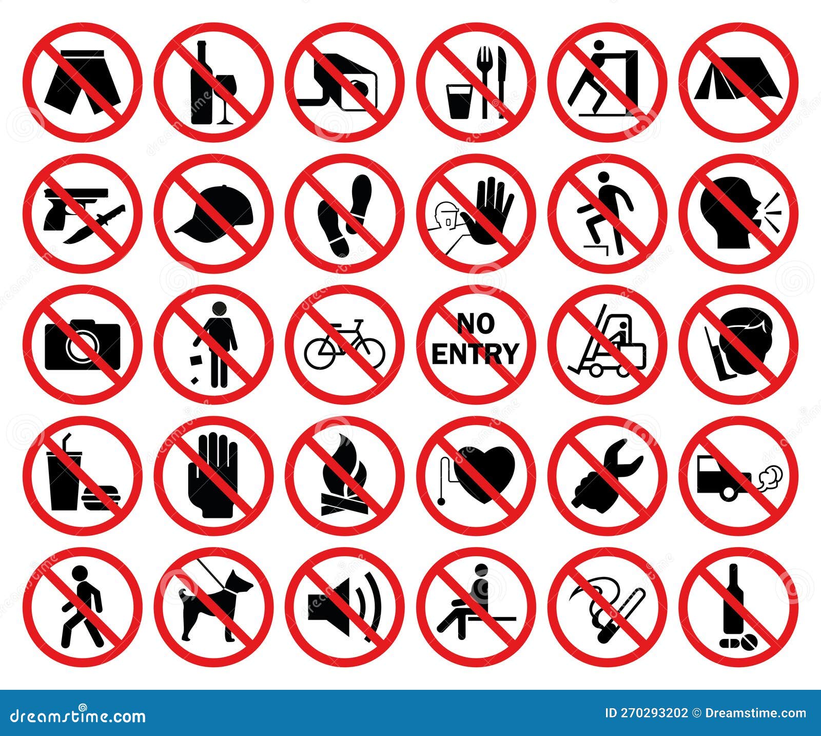 30 Symboles Interdits Dans L'illustration Vectorielle Totale ...