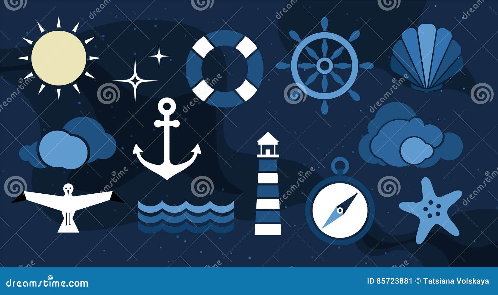 Symboles Plats De Conception De Mer De Vecteur Illustration de Vecteur ...