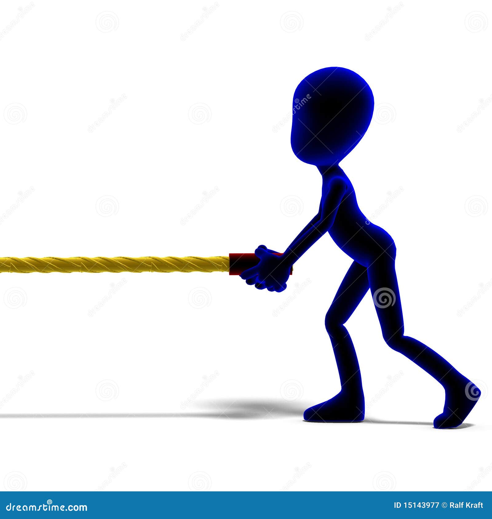 Symbolic 3d Male Toon Character Pull a Long Rope Stock Illustration ...