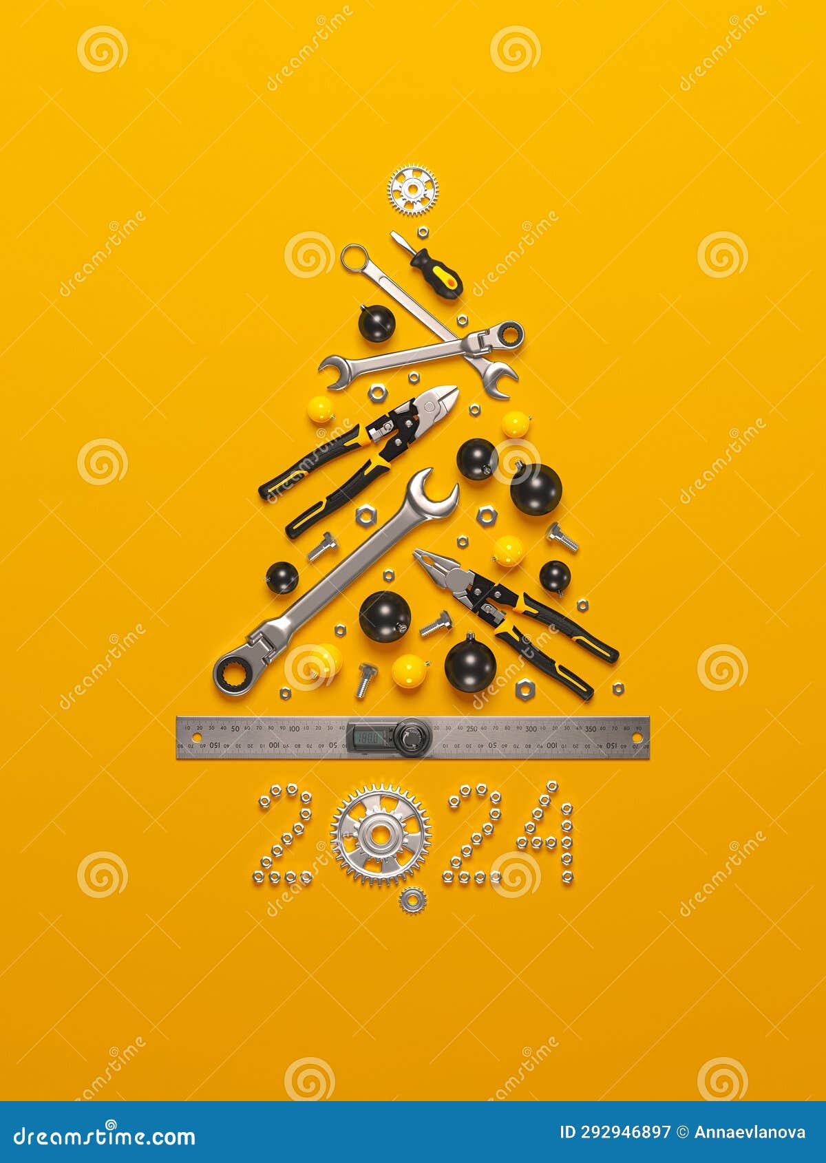 A Symbolic Christmas Tree Made of Construction Tools. Stock ...