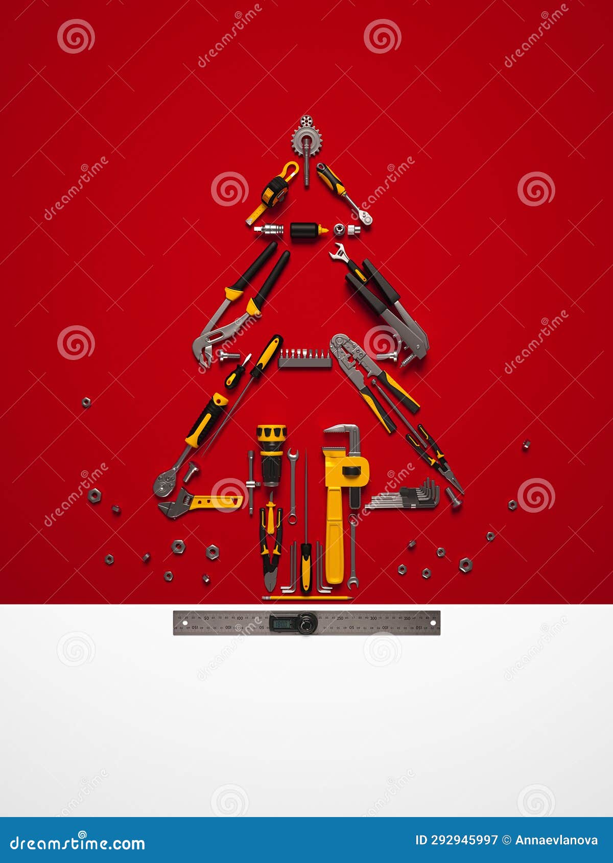 A Symbolic Christmas Tree Made of Construction Tools. Stock ...
