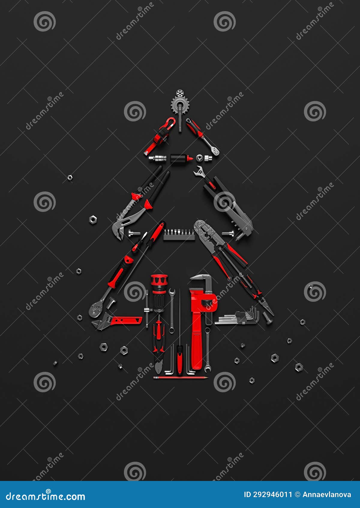 A Symbolic Christmas Tree Made of Construction Tools. Stock ...