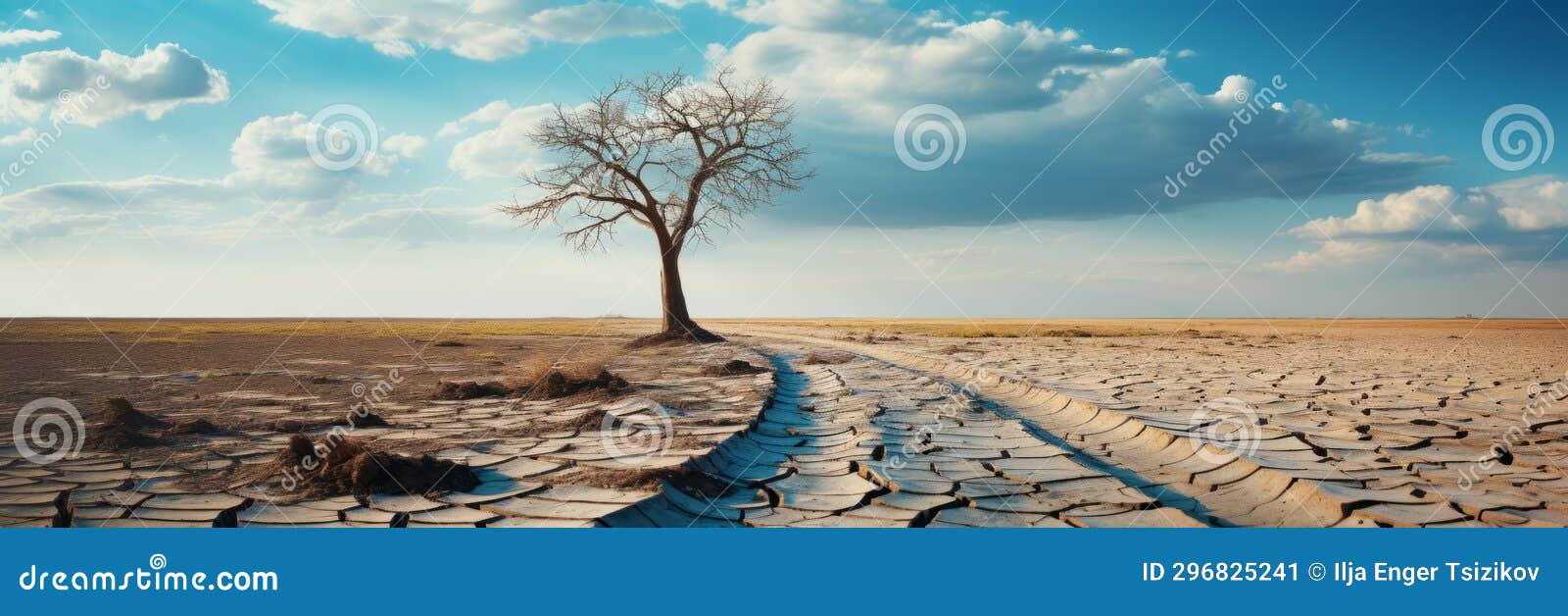 Symbolic Climate Change Dead Trees on Cracked, Parched Earth ...
