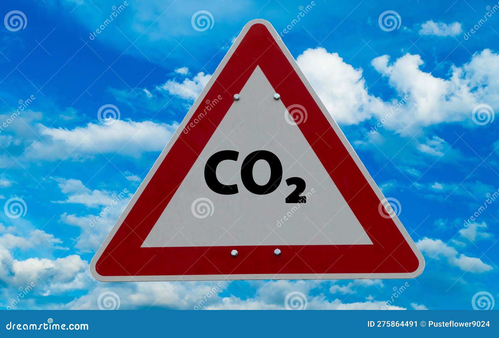 Caution Sign with CO2 on Blue Sky Stock Image - Image of environment ...