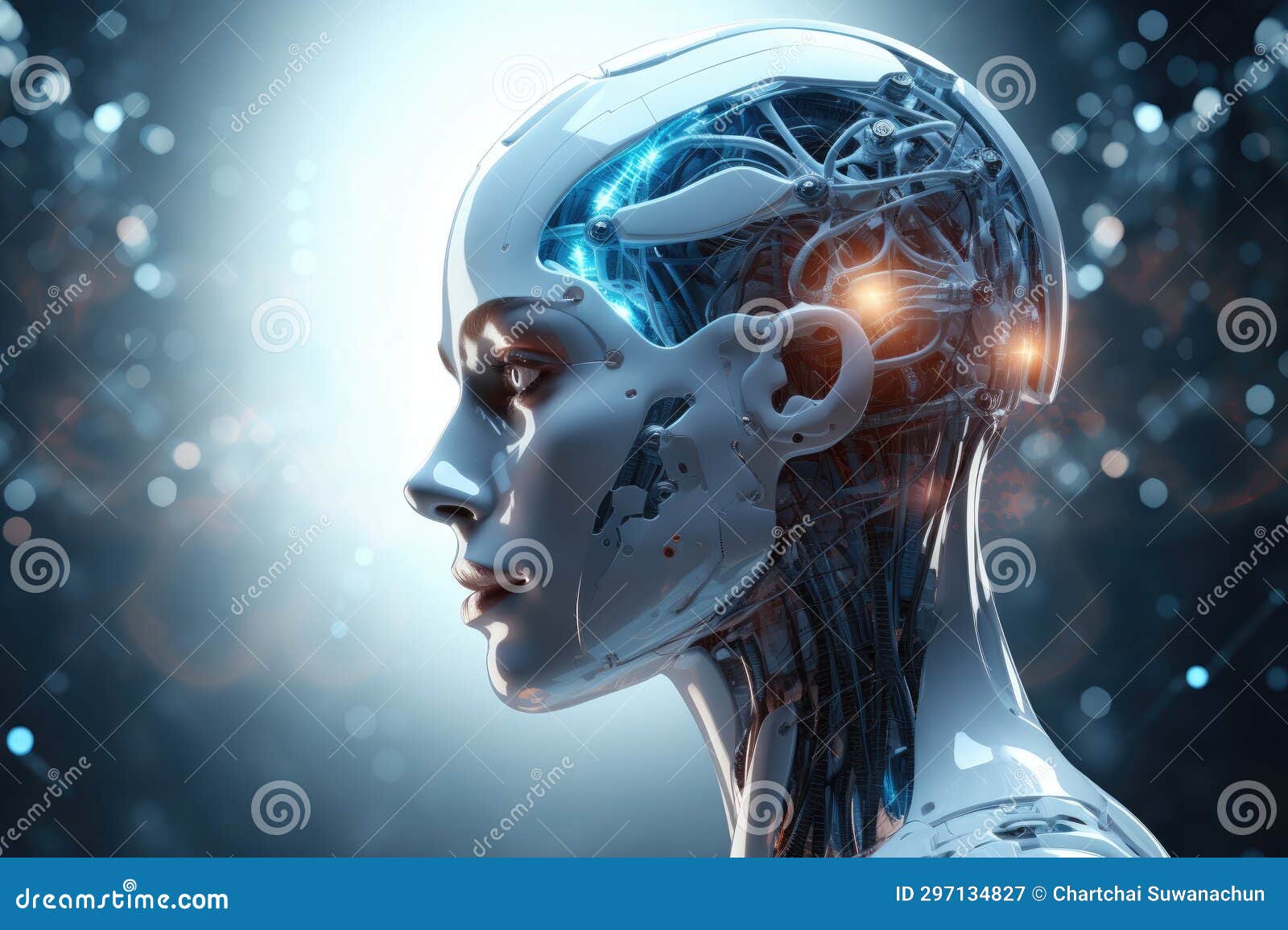 A Symbolic Concept Image of AI Technology Fused with a Human Robot ...