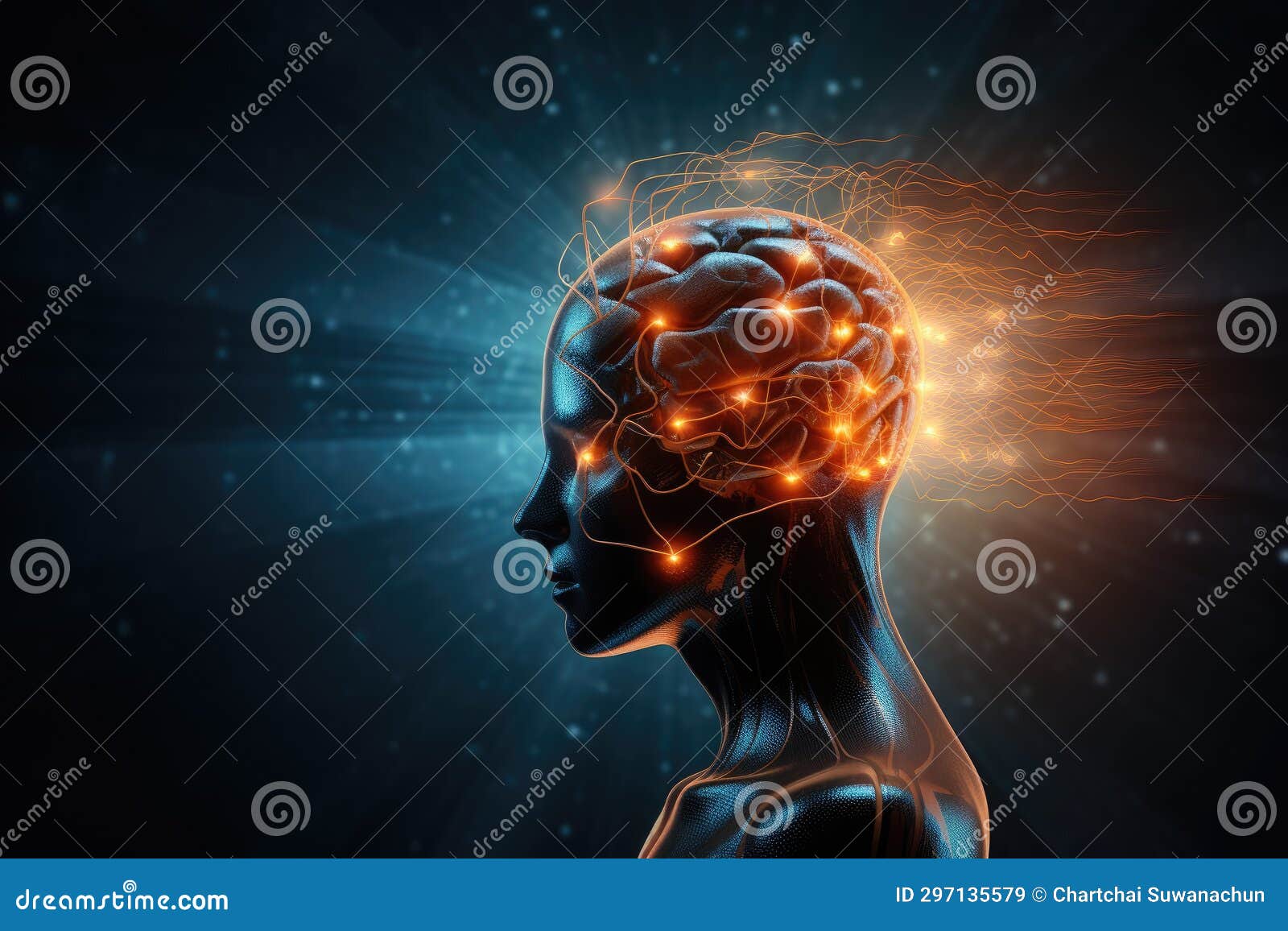 A Symbolic Concept Image Of AI Technology Fused With A Human Robot ...