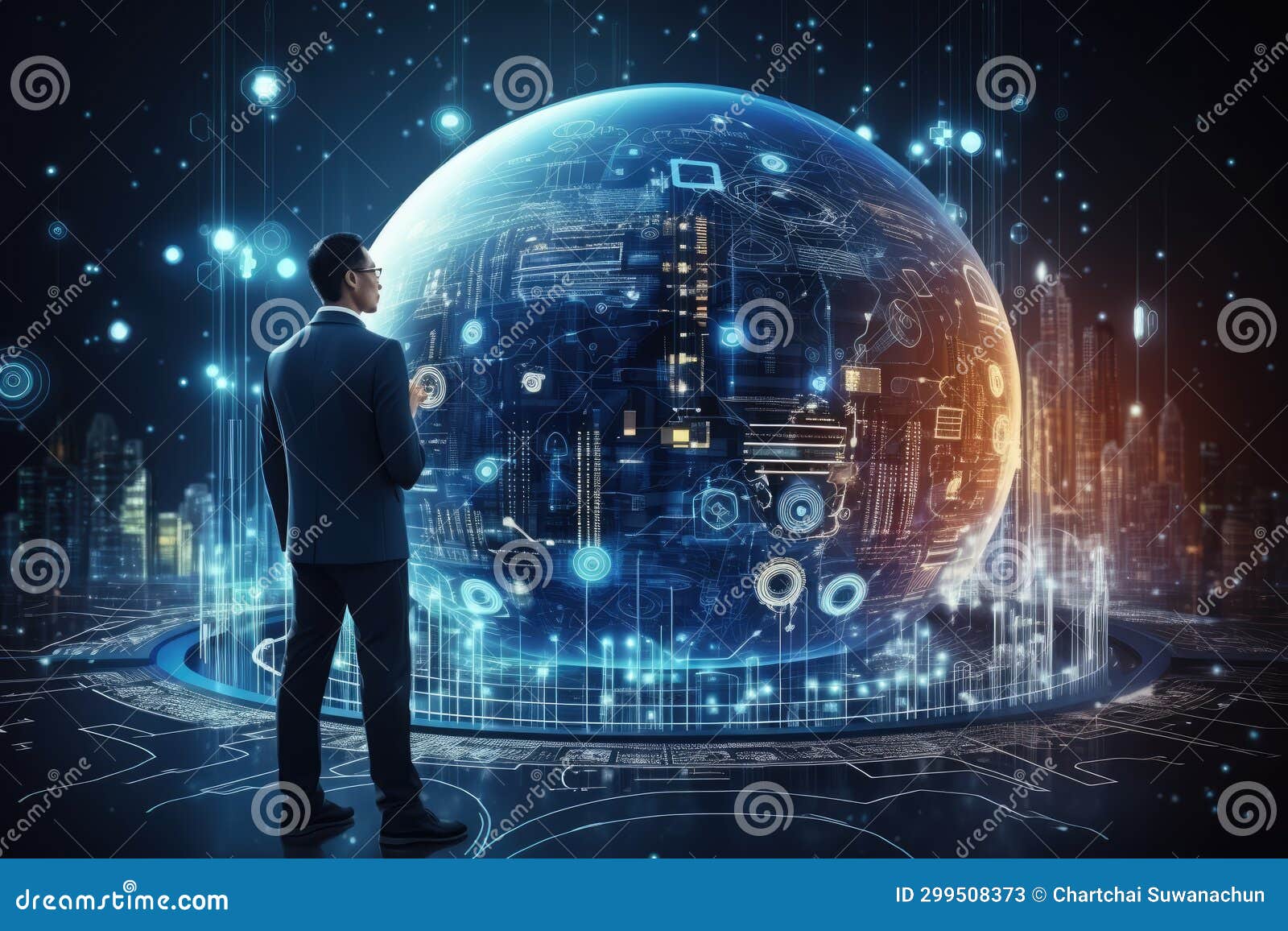 A Symbolic Concept Image of AI Technology Fused with a Human Robot ...