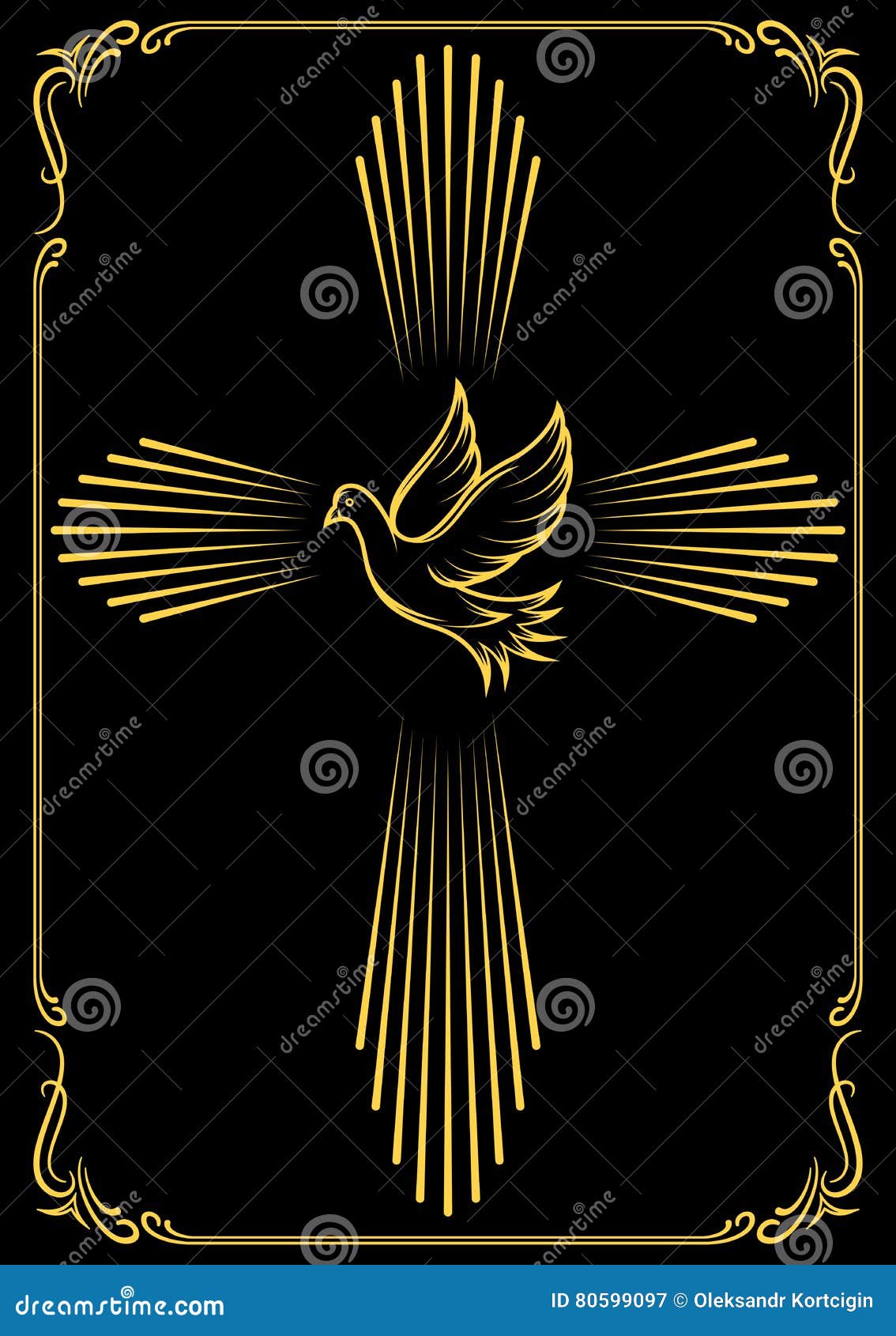 Symbolic Cross and Dove. Template Emblem for Church. Vector ...