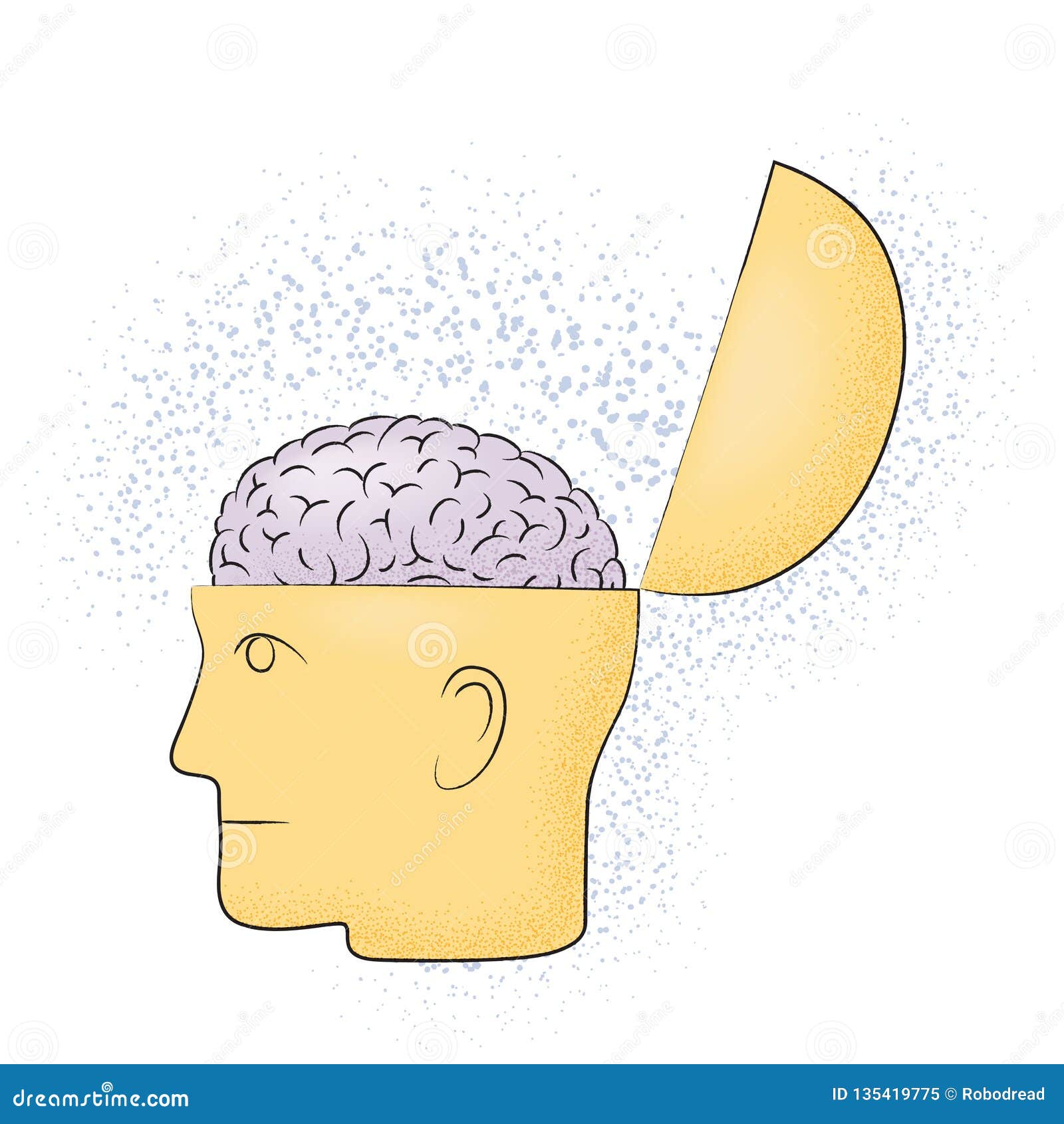Symbolic Drawing of the Head with the Brain Stock Vector - Illustration ...