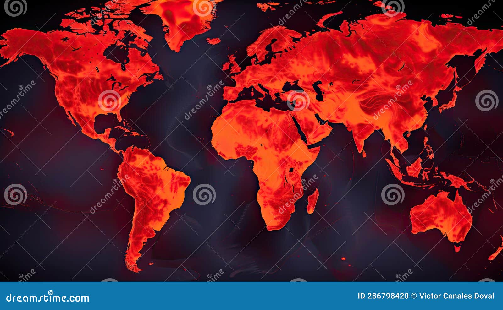 Symbolic of Fire World Map and Flare. Climate Change and Global Warming ...