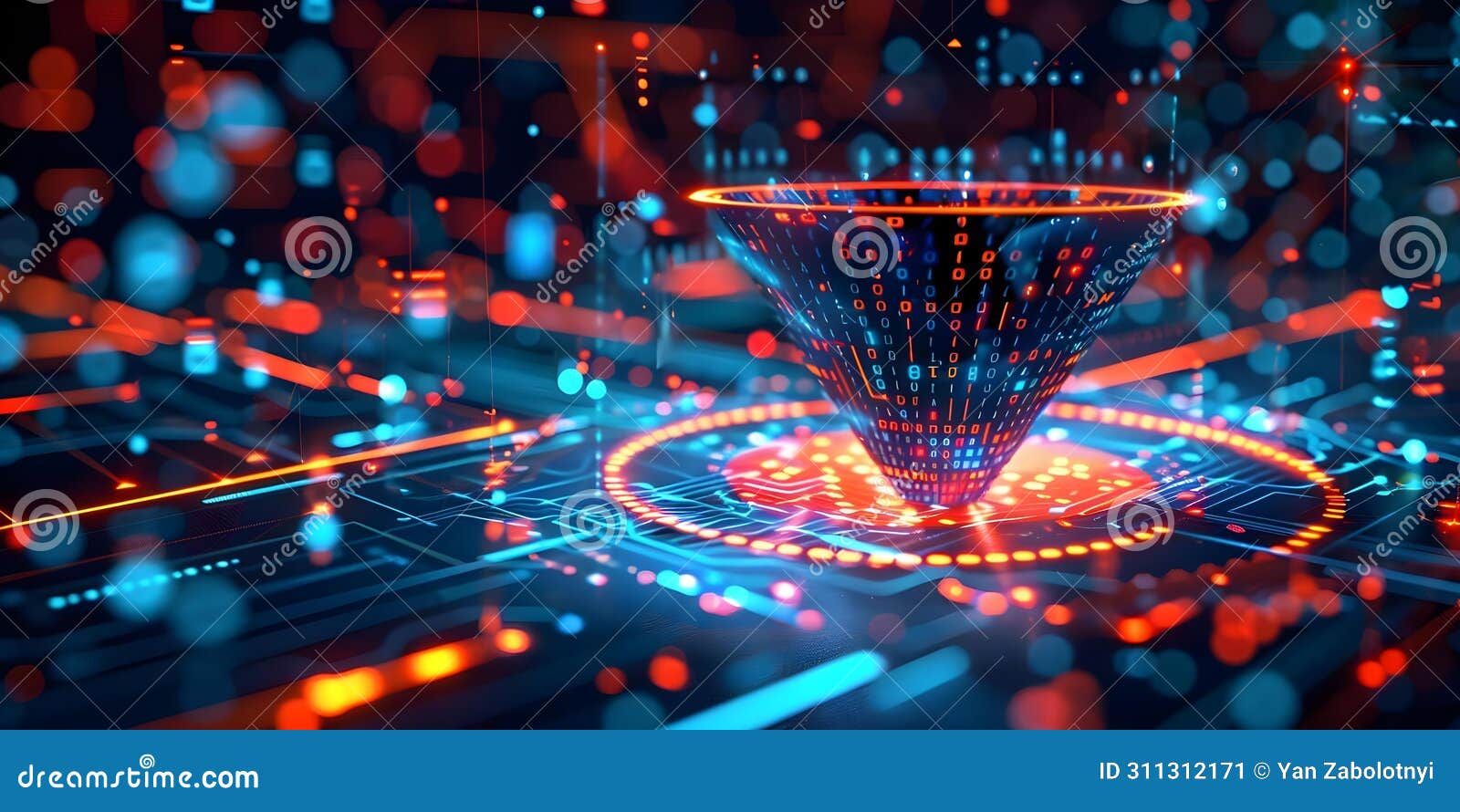 Symbolic Funnel Process Illustration Depicting Modern Digital Data ...