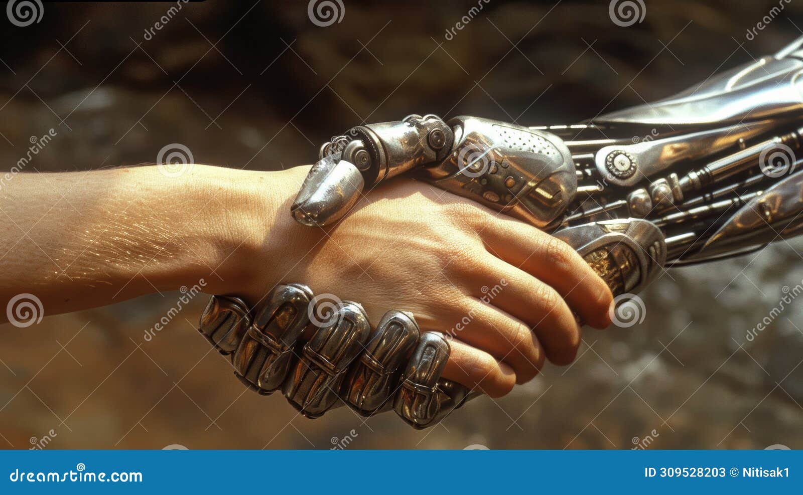 Symbolic Handshake between Man and Advanced Robot Generative Ai Stock ...