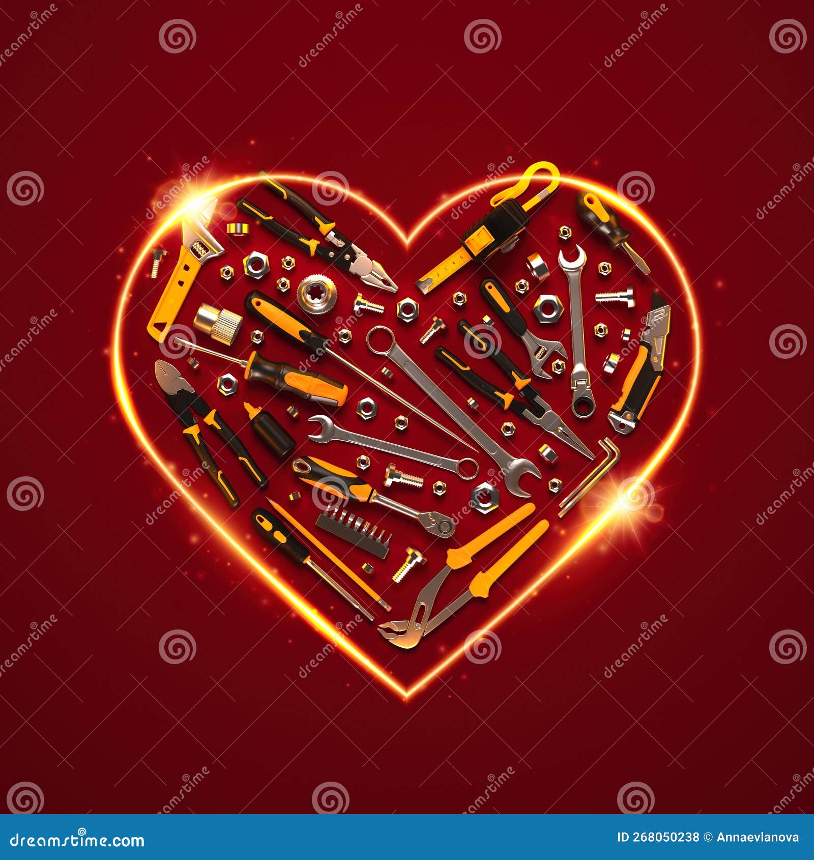 A Symbolic Heart Made of Construction Tools. Stock Illustration ...