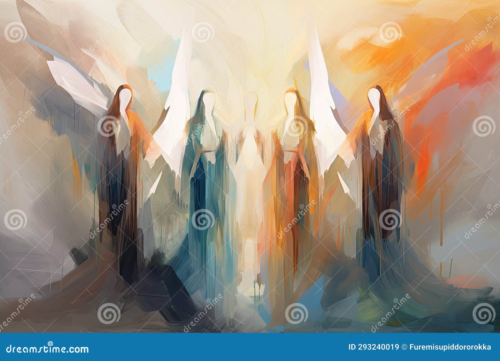 Symbolic Image of Angels in Abstract Style Stock Illustration ...