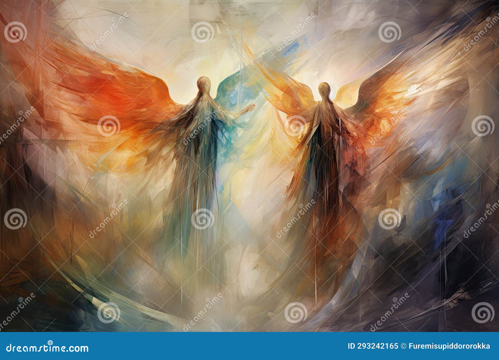 Symbolic Image of Angels in Abstract Style Stock Illustration ...