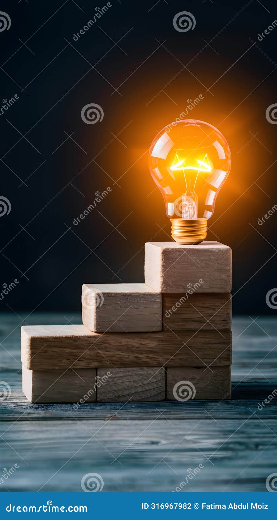 Symbolic Image Capturing Progress and Growth, Illuminated Light Bulb on ...