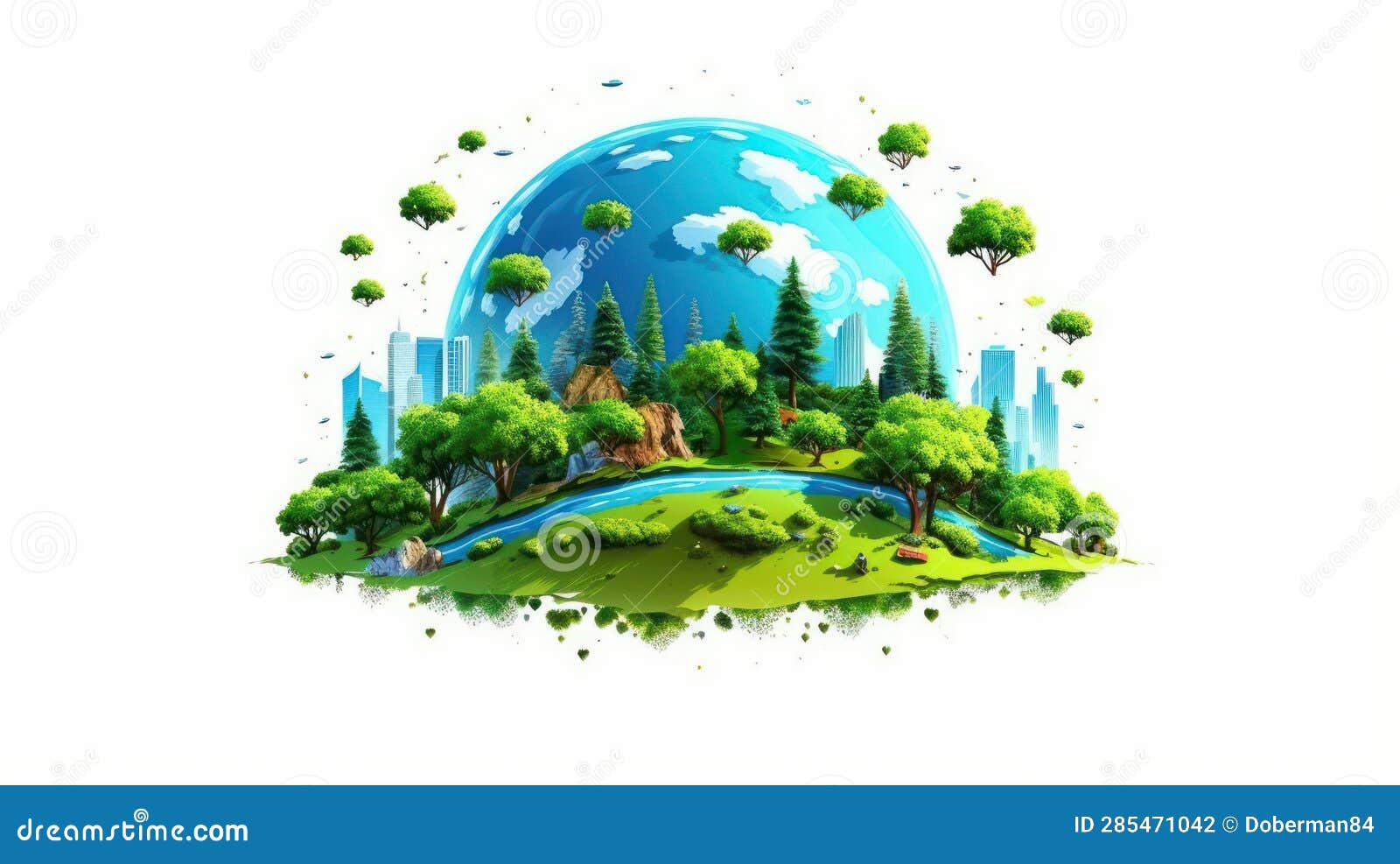 Symbolic Image of the Globe with Elements of Human Activity and Nature ...